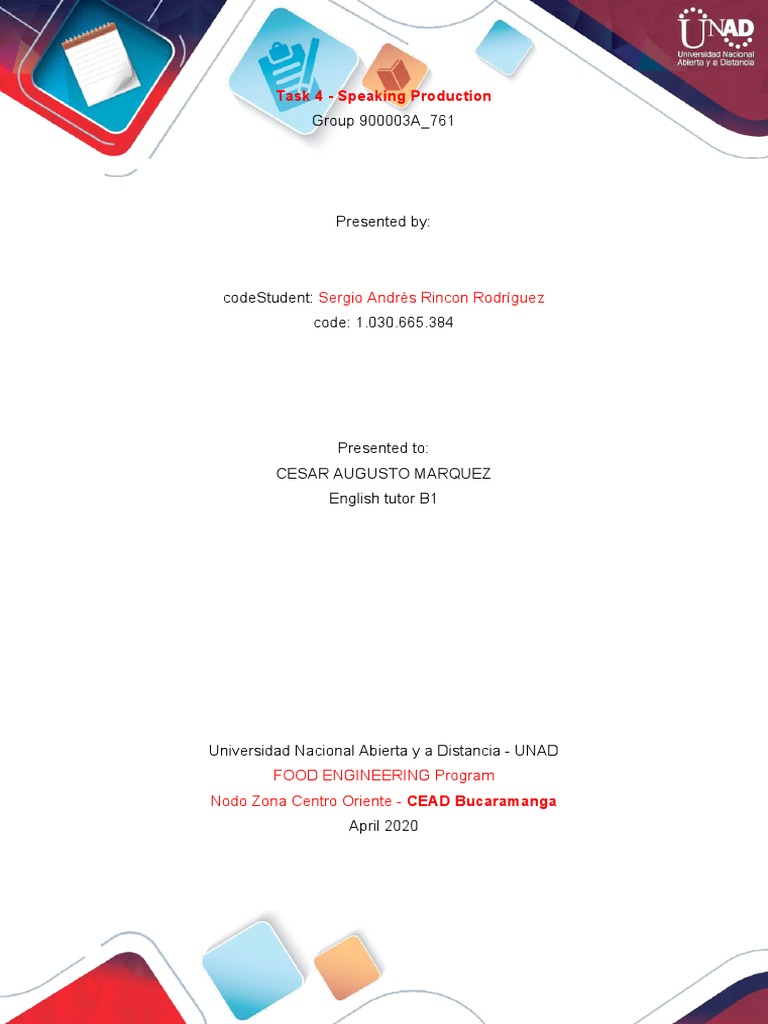 Task 4 - Speaking Production-SergioRincon | PDF