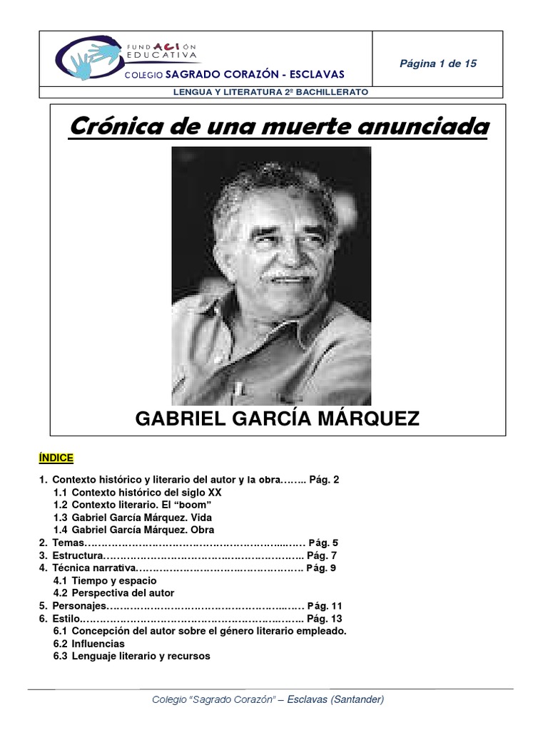 Crónica de Una Muerte Anunciada | PDF | Gabriel García Márquez | Novelas