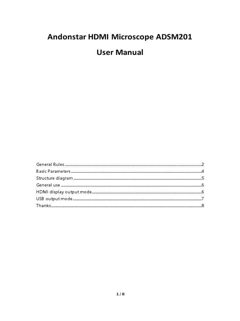 User Manual - Digital Microscope Andonstar ADSM201 PDF | PDF | Hdmi ...