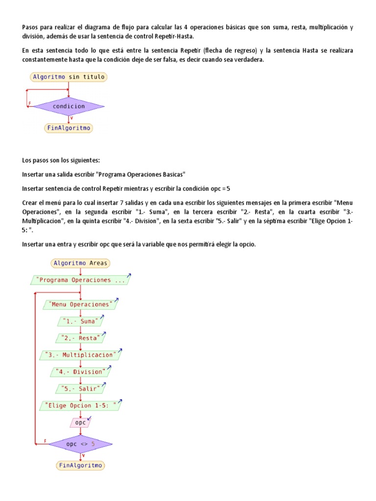 Pasos para Diagrama de Las 4 Operaciones Básicas | PDF