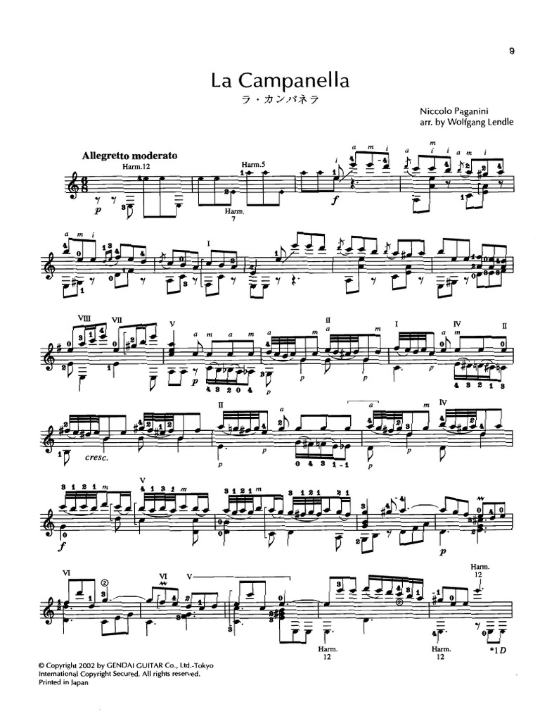 N Paganini - La Campanella Arranged by Wolgang Lendle PDF | PDF
