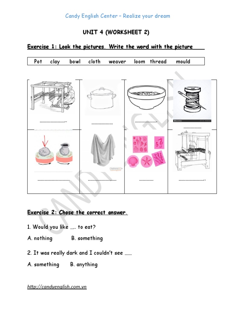 Unit 4 (Worksheet 2) Exercise 1: Look The Pictures. Write The Word With ...