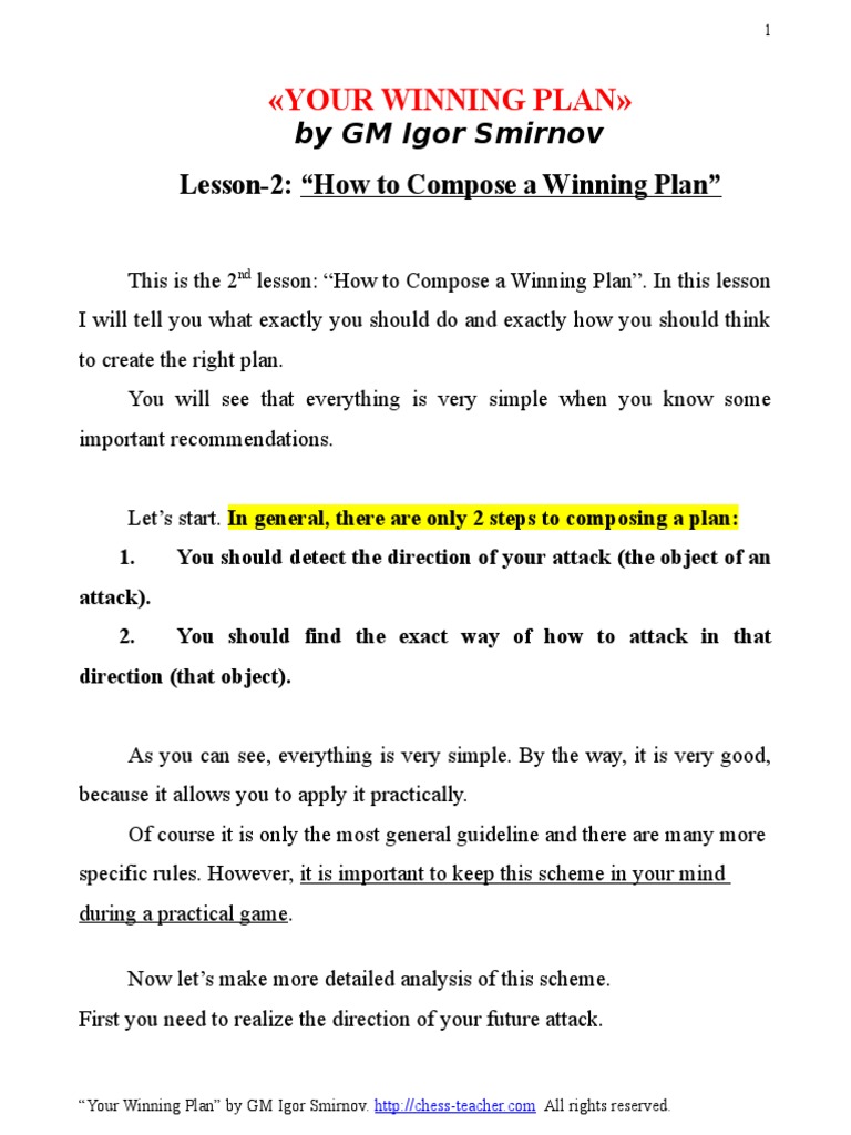 Your Winning Plan | PDF | Traditional Board Games | Games Of Mental Skill