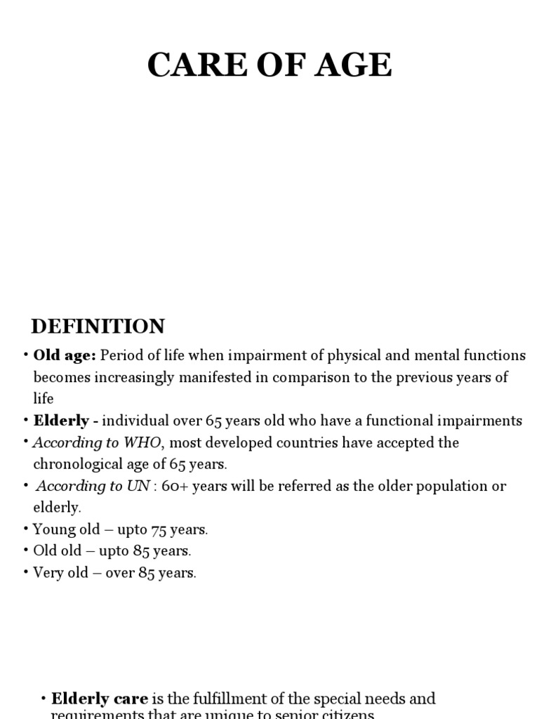 Understanding Elderly Care Definitions | PDF | Preventive Healthcare ...
