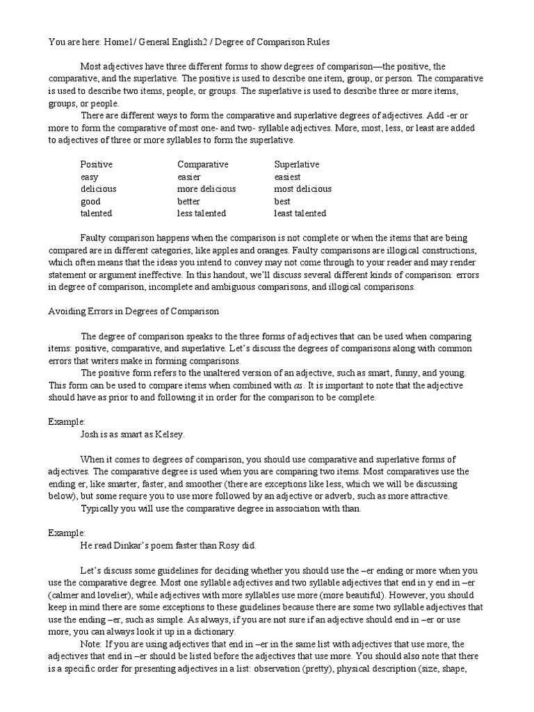 Grammar Degree of Comparison Rules With Examples - EduDose - Notepad ...
