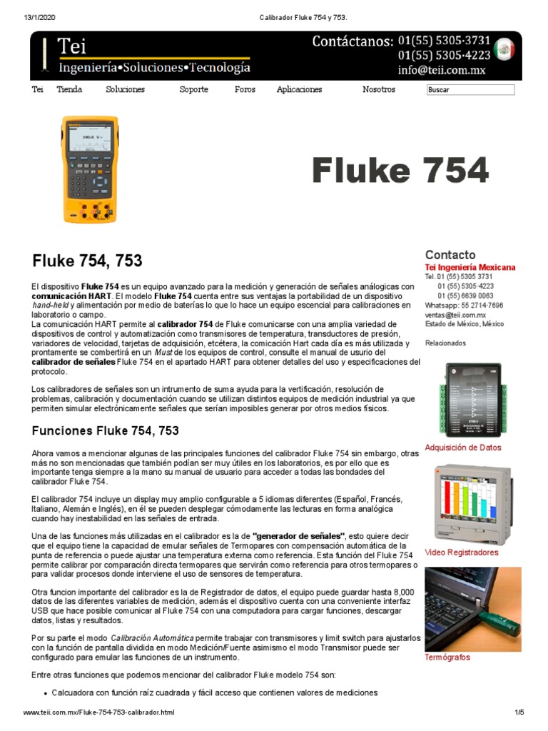 Calibrador Fluke 754 y 753 | PDF | Par termoeléctrico | Calibración