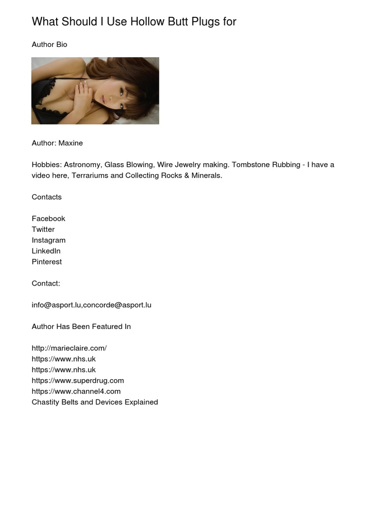 What Should I Use Hollow Butt Plugs Forpamov Pdf Pdf