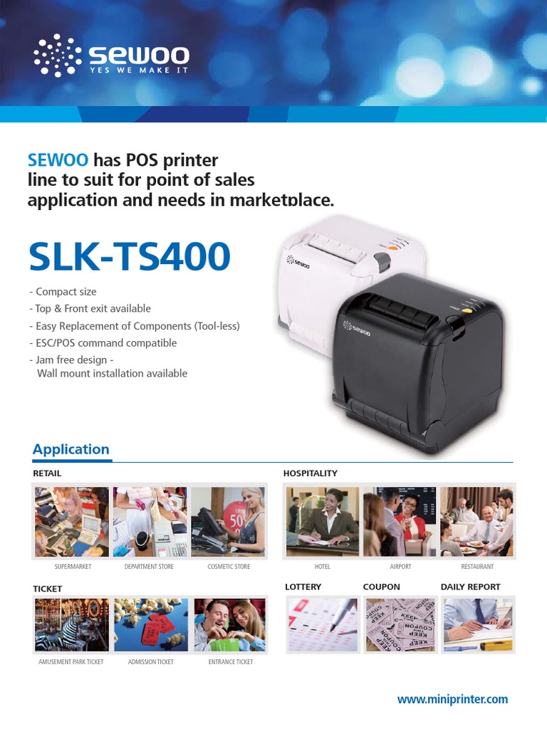 Sewoo SLK TS400 | PDF | Point Of Sale | Microsoft Windows