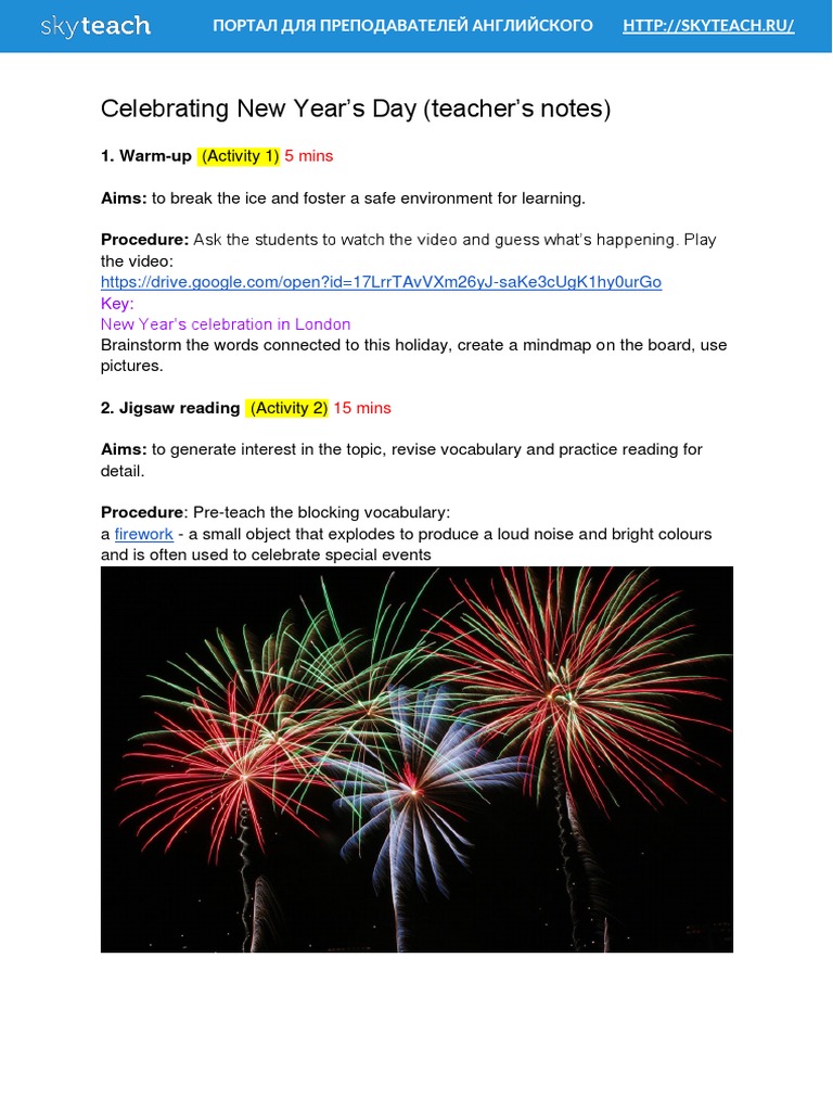 Celebrating New Years Day Teachers-Notes PDF | PDF | Cognition