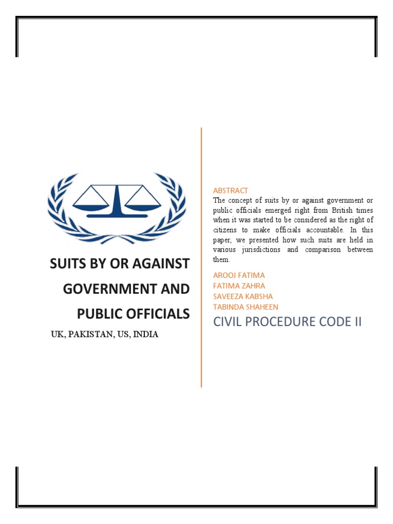 Suits by or Against Government and Public Officials: Civil Procedure ...