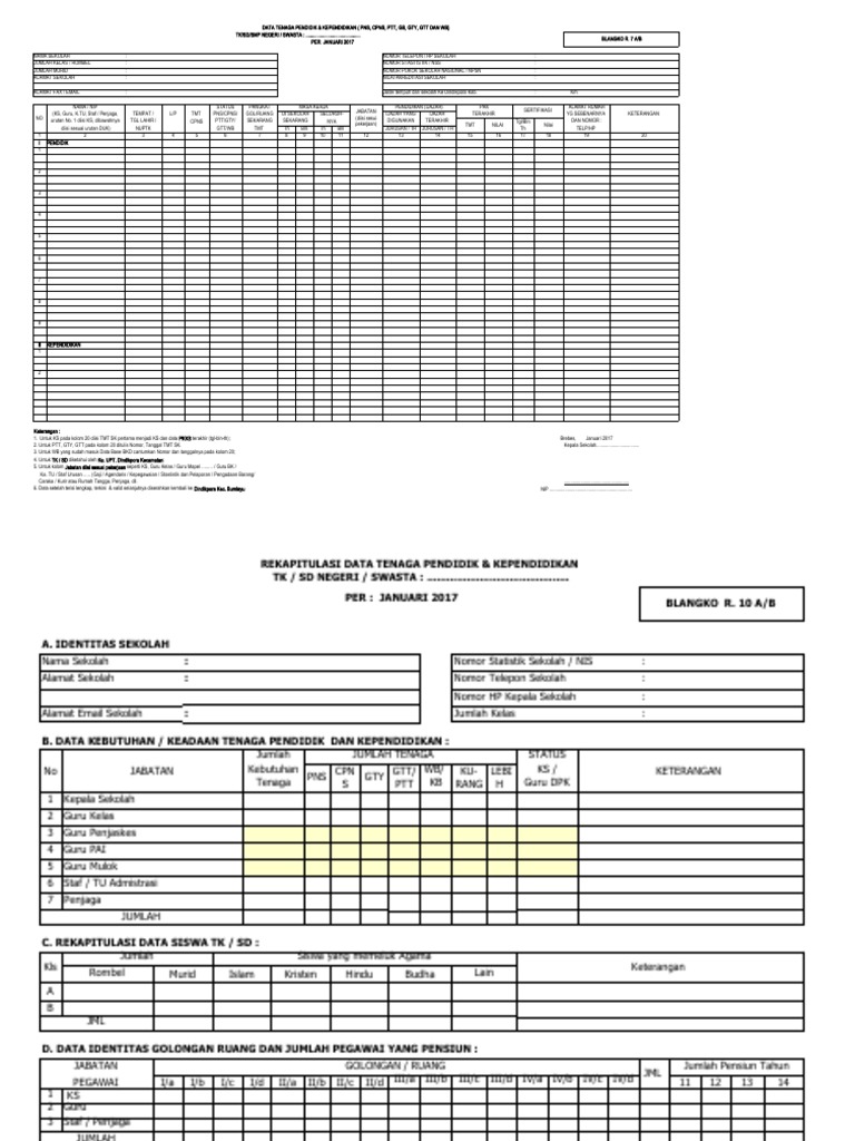 Format Kebutuhan Guru R7 Dan R10-1 | PDF