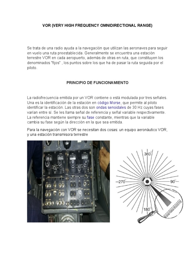 Vor (Very High Frequency Omnidirectional Range) : Principio de ...