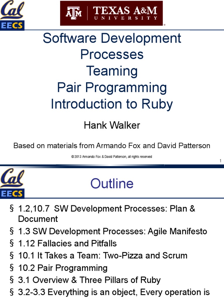 Software Development Processes Teaming Pair Programming Introduction To Ruby | PDF | Agile ...