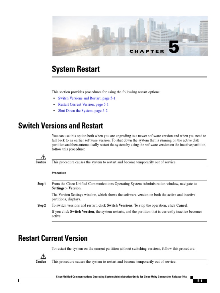Cisco Unity Restart Guide | PDF | Command Line Interface | Operating System