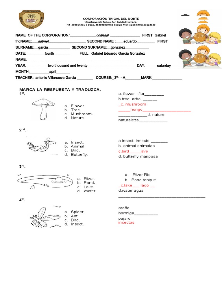English-Spanish Vocabulary Exercises | PDF | Organisms | Nature