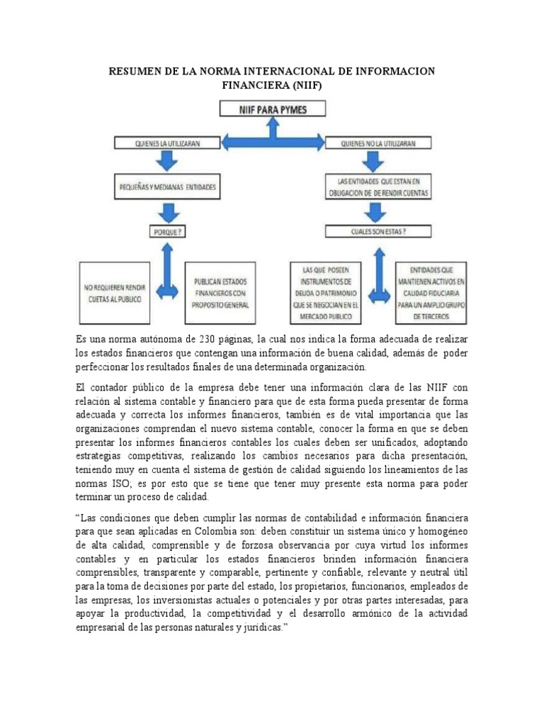 Resumen de Las Niif | PDF | normas internacionales de INFORMACION ...