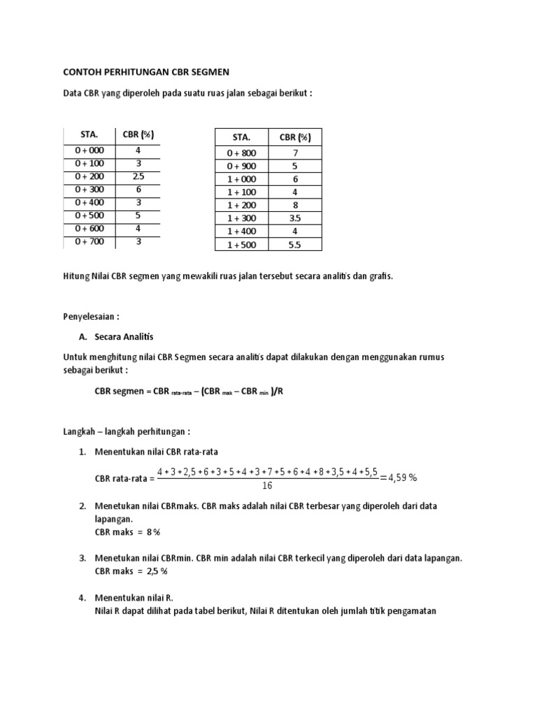 Contoh Perhitungan CBR Segmen | PDF | Metode & Bahan Ajar