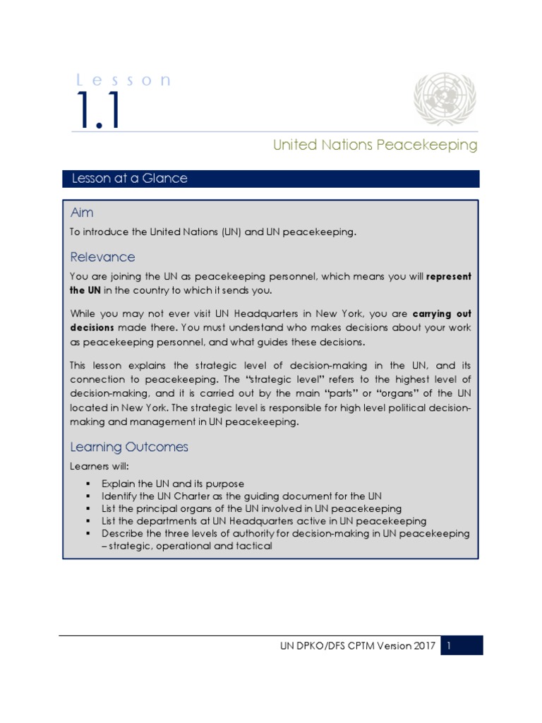 Introduction to UN Peacekeeping Roles | PDF | United Nations ...