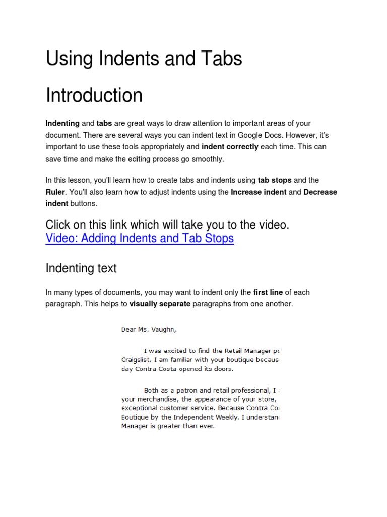 Google Docs Indents & Tabs Guide | PDF | Paragraph | Text
