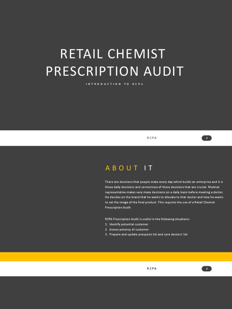 Retail Chemist Prescription Audit: Introduction To Rcpa | PDF