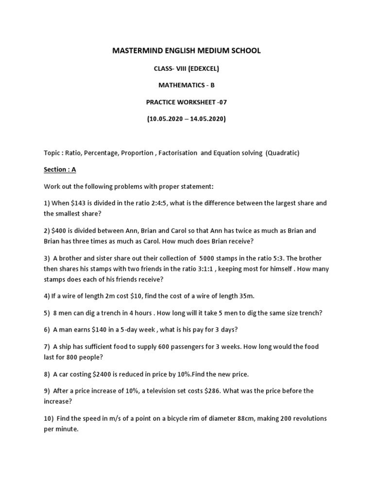 Mathematics B PDF | PDF | Ratio | Equations