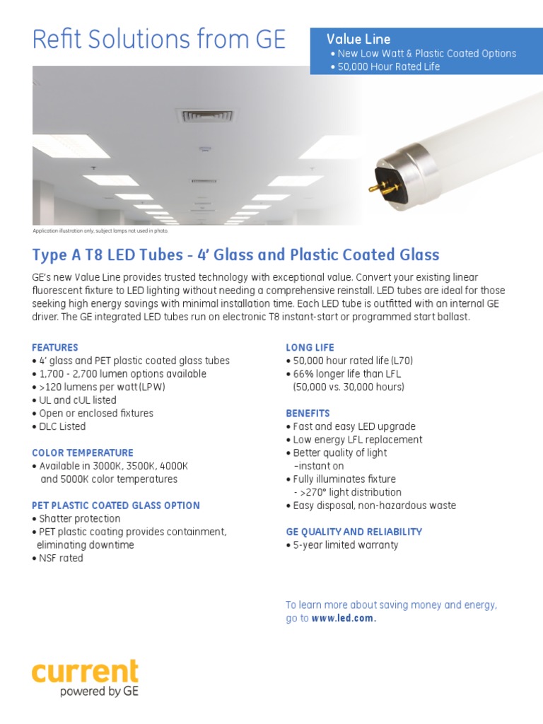 LEDL057 GE LED 14W Value Type A LED Glass Tubes Spec Sheet | PDF ...