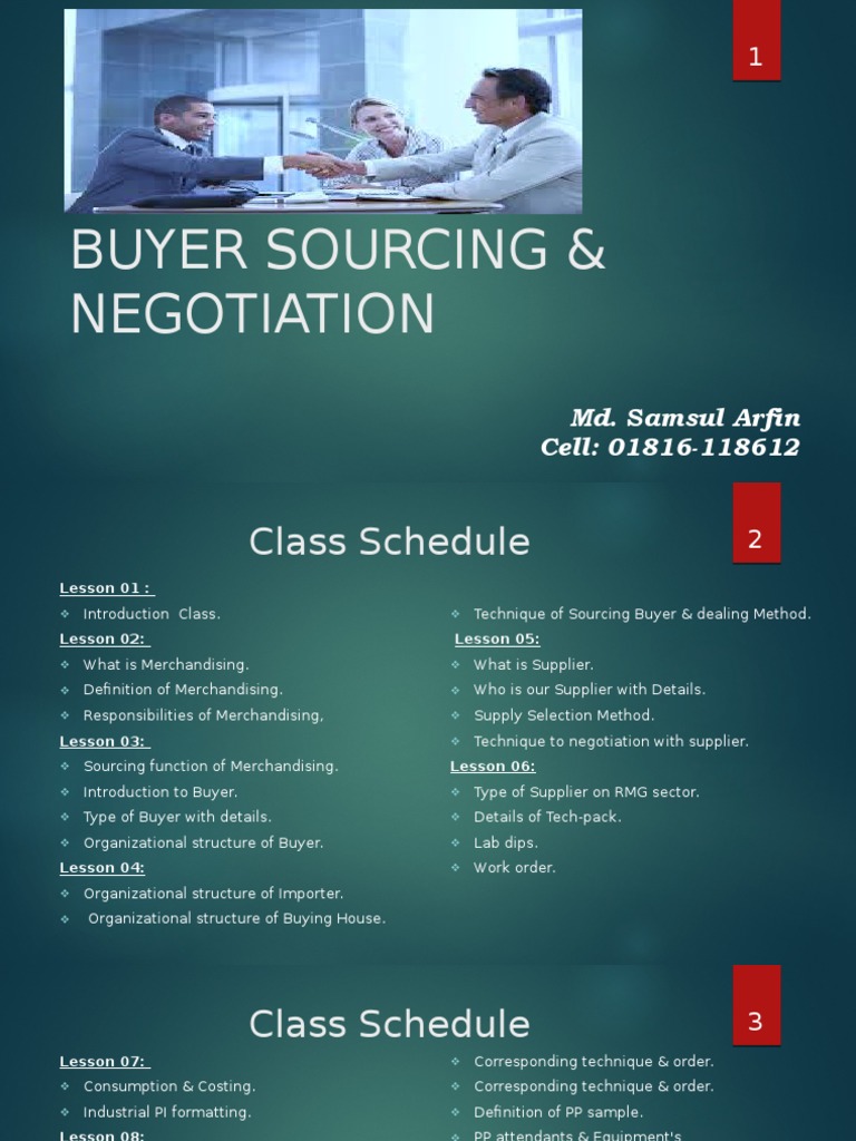 Buyer Sourcing & Negotiation: Md. Samsul Arfin Cell: 01816-118612 | PDF ...