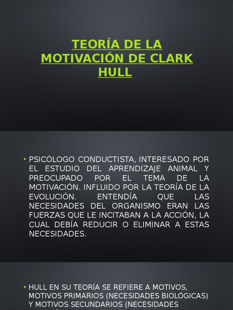 Teoría de la Motivación de Clark Hull | PDF