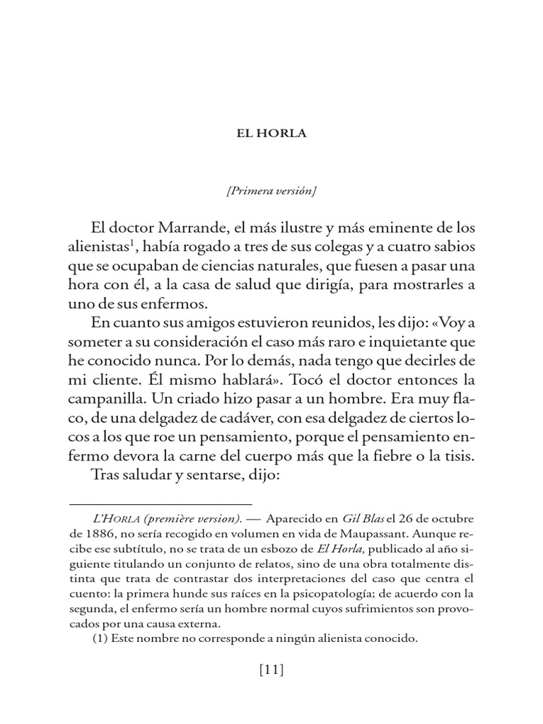 El Horla (Versión 1) | PDF | Naturaleza | Salud y bienestar