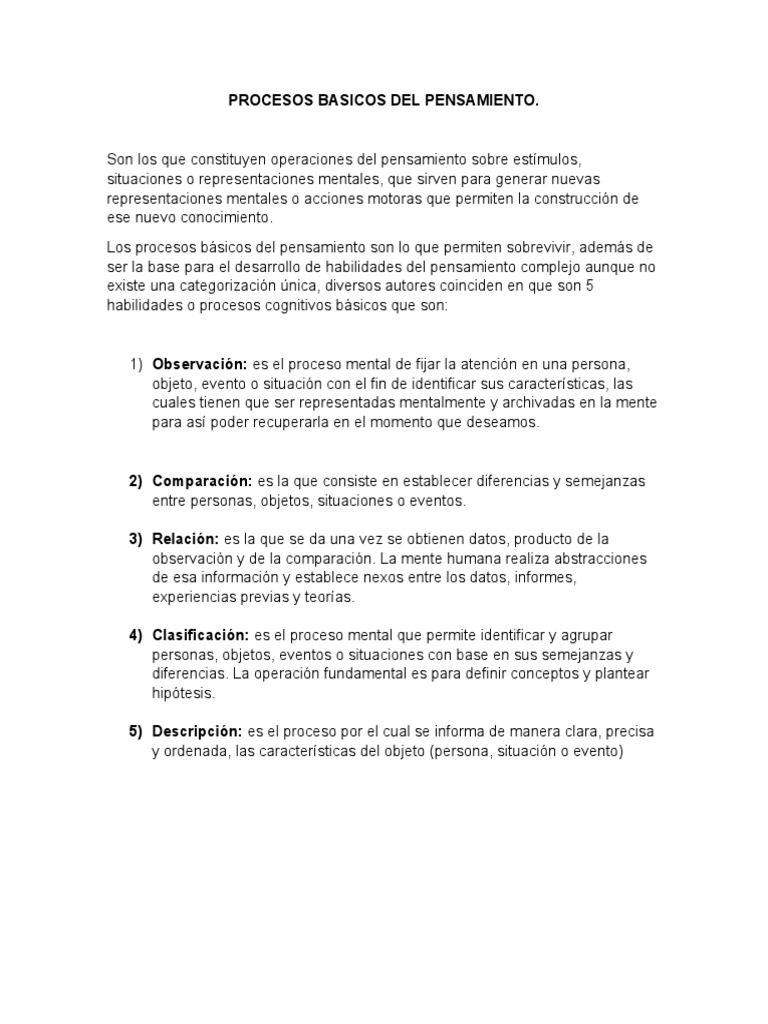 PROCESOS BASICOS DEL PENSAMIENTO Exposicion | PDF