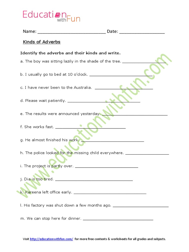 Adverbs Worksheet 2