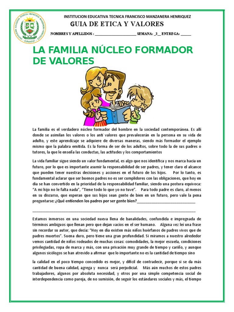 Semana 3 La Familia Núcleo Formador de Valores | PDF | Science ...