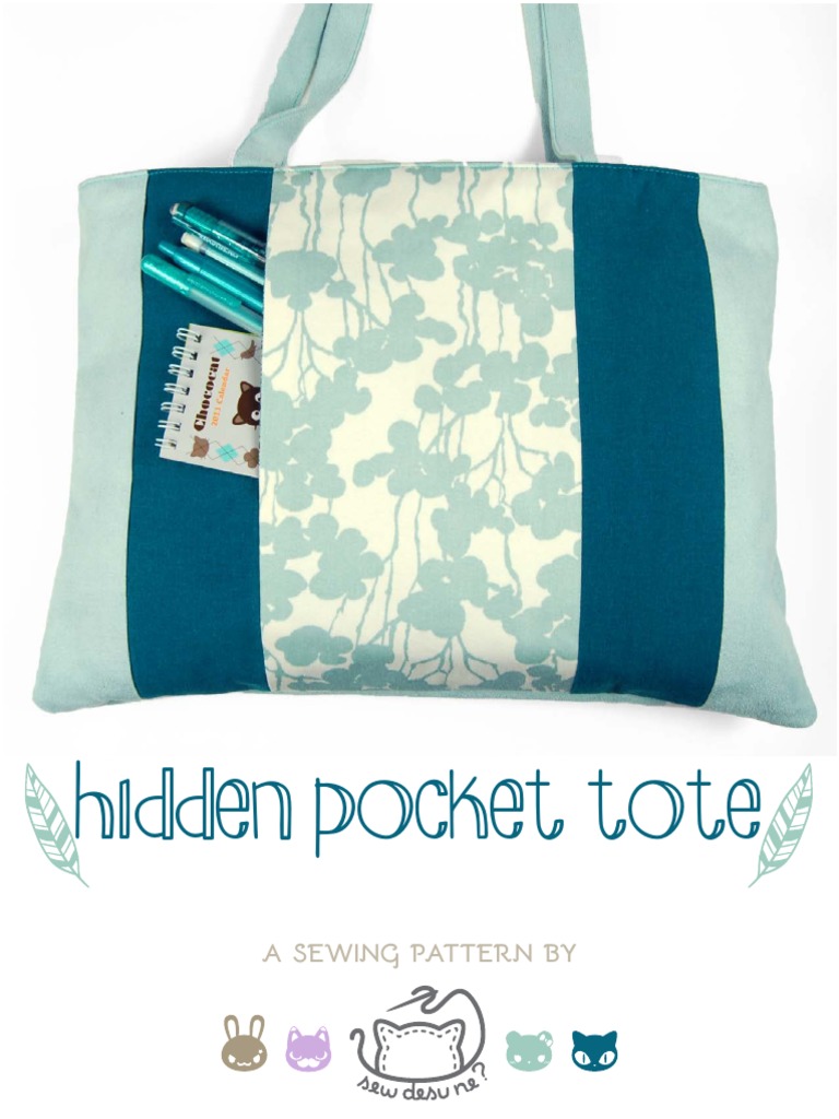 Hidden Pocket Tote Sewing Pattern PDF | Download Free PDF | Seam ...