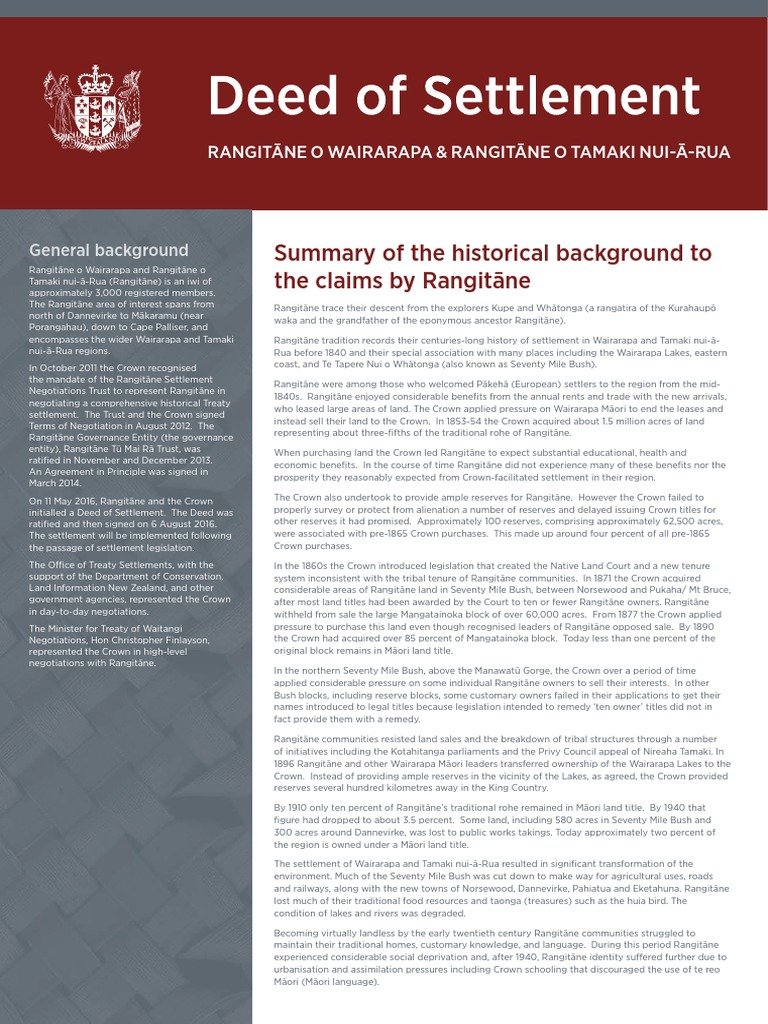 Rangitāne Historical Claims Overview | PDF | Māori | New Zealand