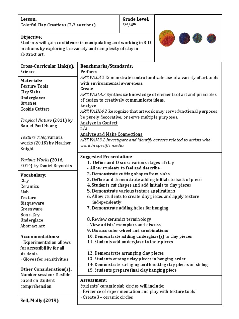 Colorful Clay Creations Lesson | PDF | Ceramics | Clay