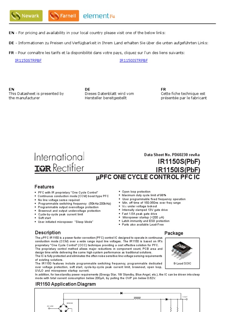 IR1150 Datasheet | PDF | Amplifier | Electronic Circuits