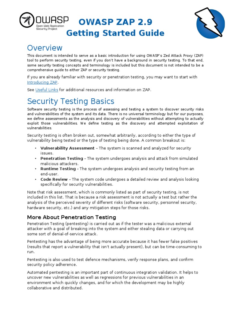 Owasp Zap 2.9: Getting Started Guide | PDF | Penetration Test ... Owasp Zap 2.9: Getting Started Guide | PDF | Penetration Test ...