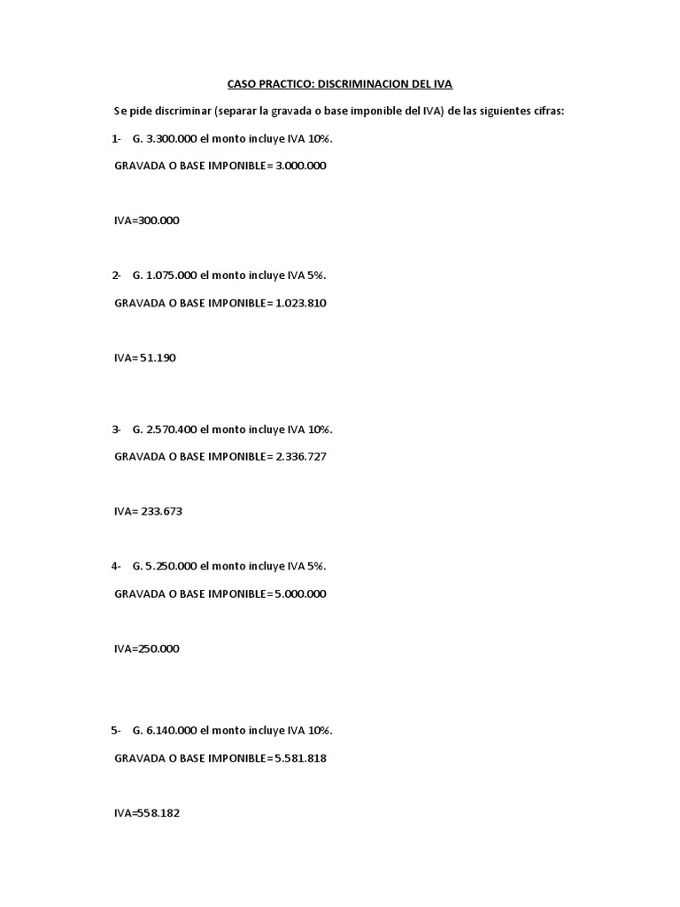 Ejercicio Discriminación Del IVA. Completo | PDF
