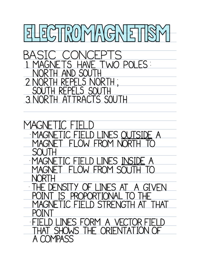 Electromagnetism Notes | PDF | Magnetic Field | Force