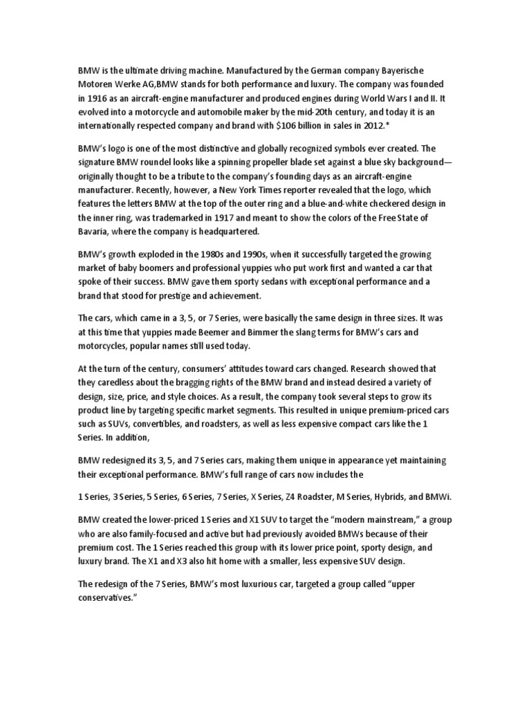 Bmw Is The Ultimate Driving Machine Pdf Bmw Luxury Vehicles