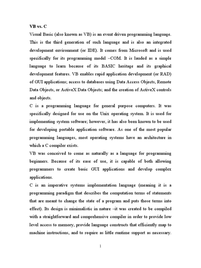 VB Vs | PDF | C (Programming Language) | Integrated Development Environment