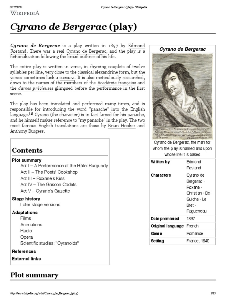 Cyrano de Bergerac (Play) - Wikipedia | PDF
