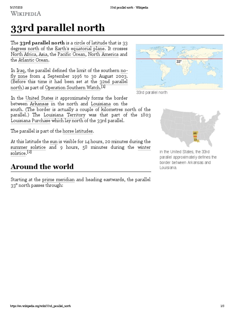 33rd Parallel North - Wikipedia | PDF | Visualization (Graphics ...