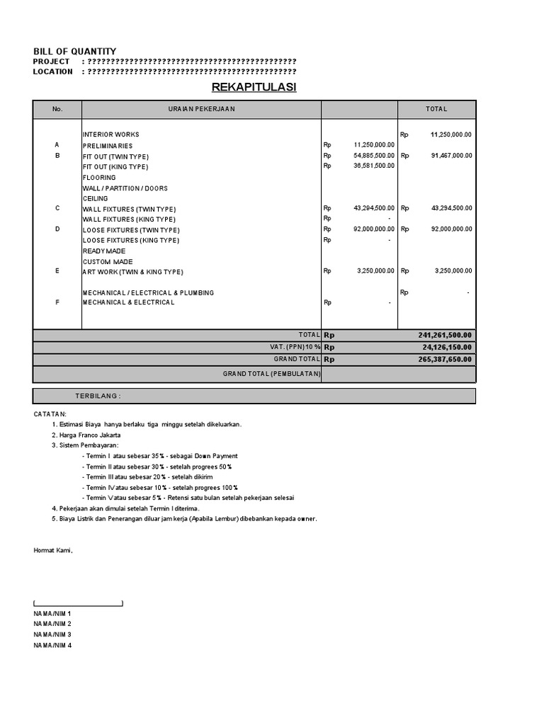 BoQ Mock Up STD Room | PDF | Shower | Bathroom