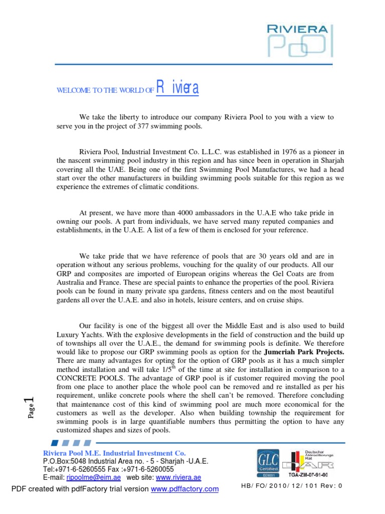 Introduction Letter | PDF | Swimming Pool | United Arab Emirates