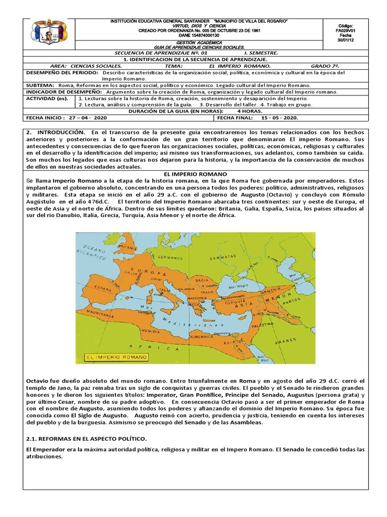 Mapa del Imperio Romano: Occidente y Oriente | PDF | Augusto | Roma antigua