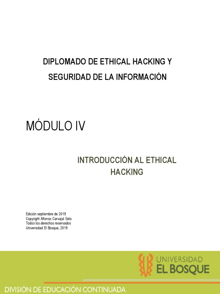 Mód IV - Introduccion Al Ethical Hacking | PDF | Hacker de seguridad | Seguridad de información