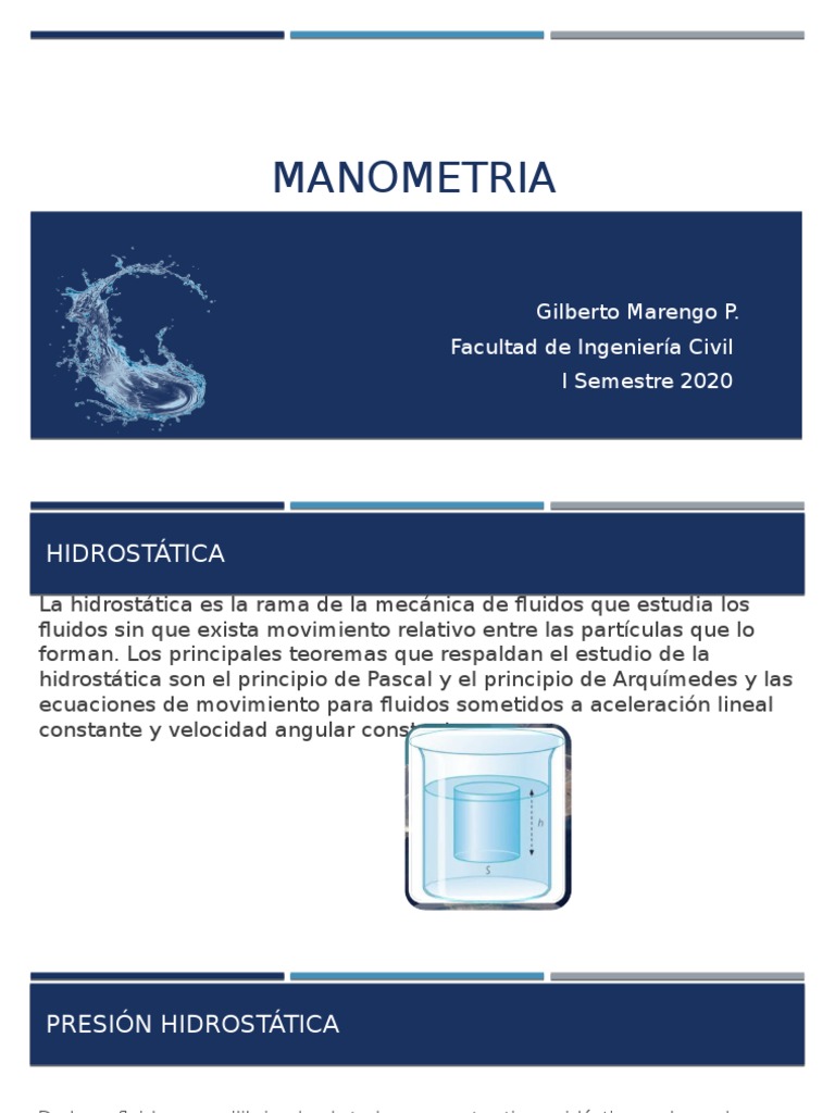 6 Manometria | PDF | Medida de presión | Presión