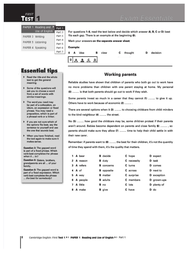 Cambridge English: First Test Overview | PDF | Phrase | Verb