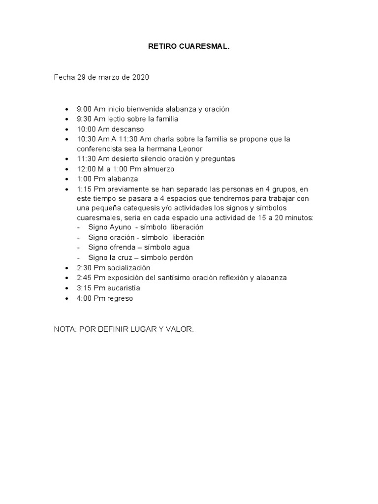 Retiro Cuaresmal | PDF | Religión y espiritualidad